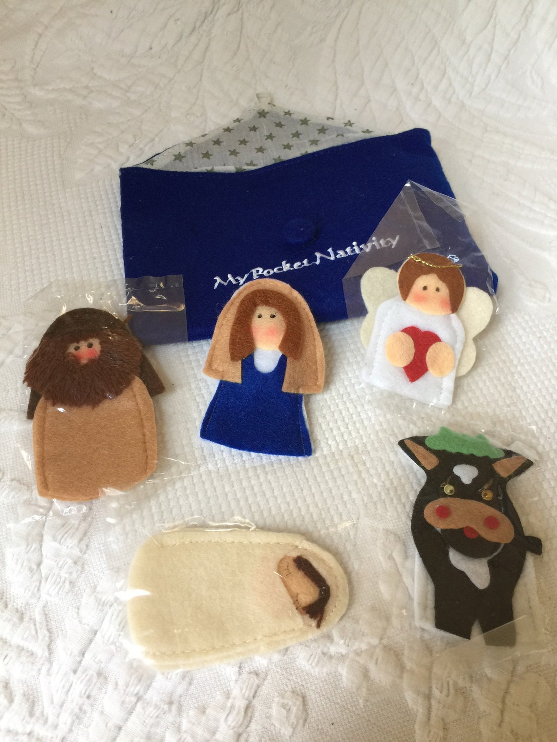 My Pocket Nativity Finger Puppets. Mary, Joseph, Baby Jesus, Cow and ...