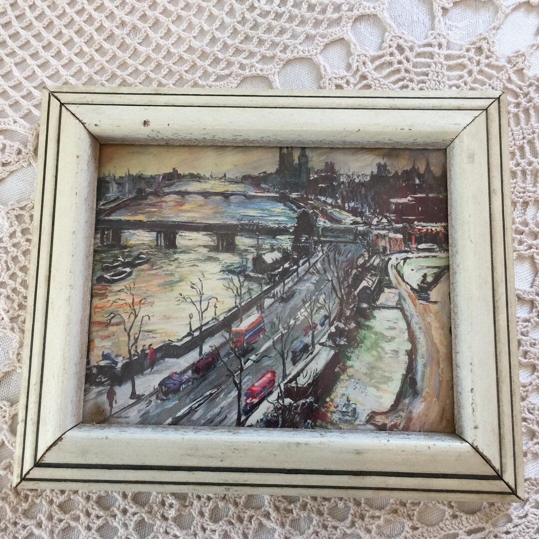 Vintage 1950s City Picture With White Multi Level Frame of City in ...