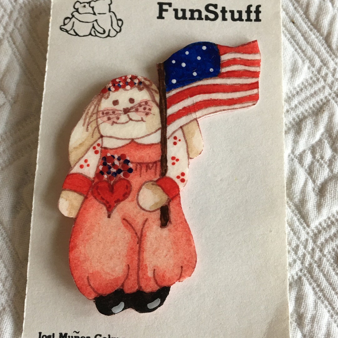 Fourth of July Pin, Fun Stuff Rabbit With Flag Pin Crafted by Joel ...