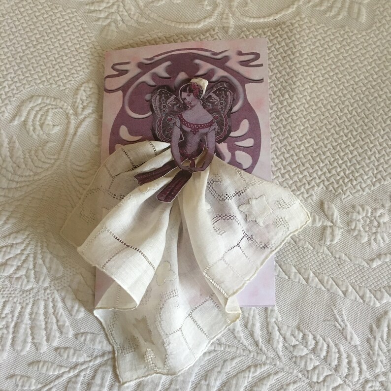 Vintage Handkerchief Greeting Card. Choose Your Card. Angel - Etsy