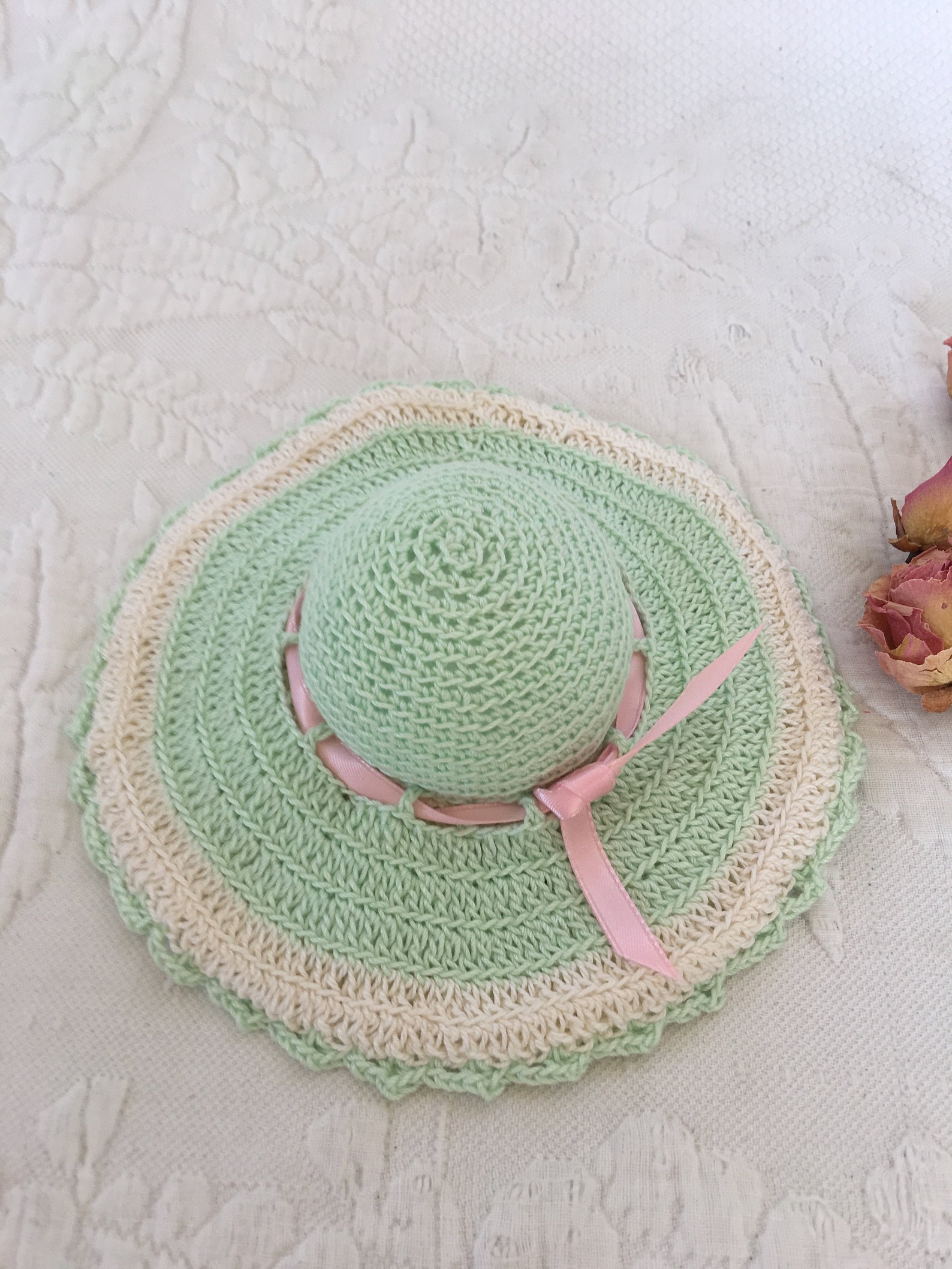 Vintage Hat Shaped Pin Cushion. Crocheted Victorian Pin Cushion. Pink ...