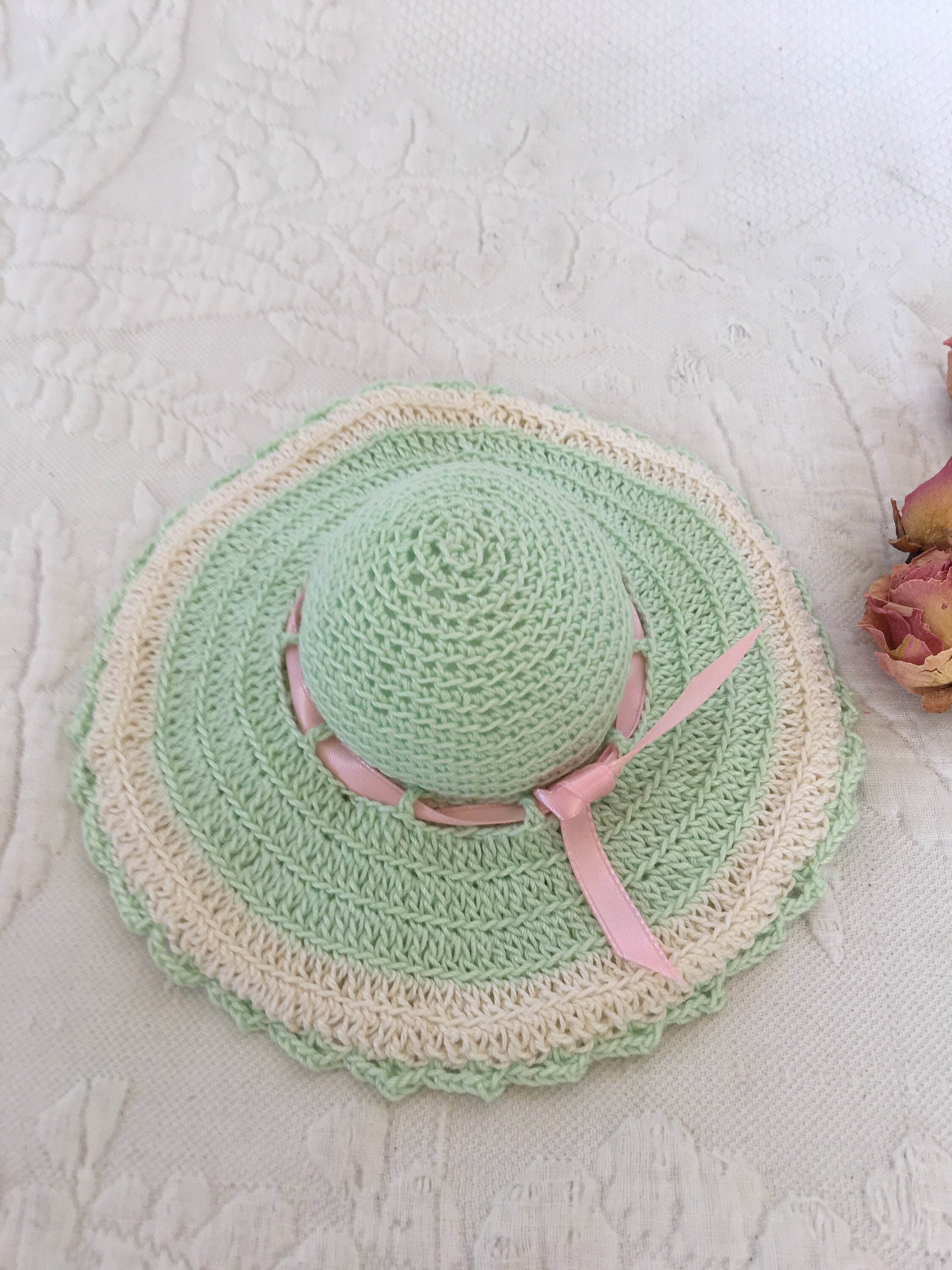 Vintage Hat Shaped Pin Cushion. Crocheted Victorian Pin Cushion. Pink ...
