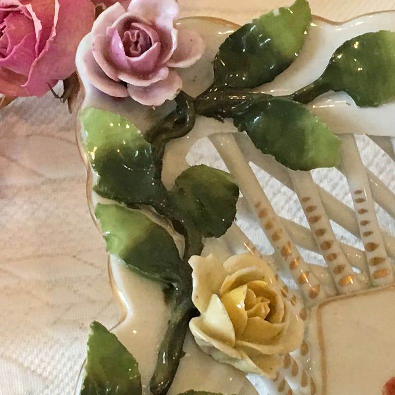 Vintage Porcelain Open Work Serving Dish. Dish With Dimensional Leaves ...