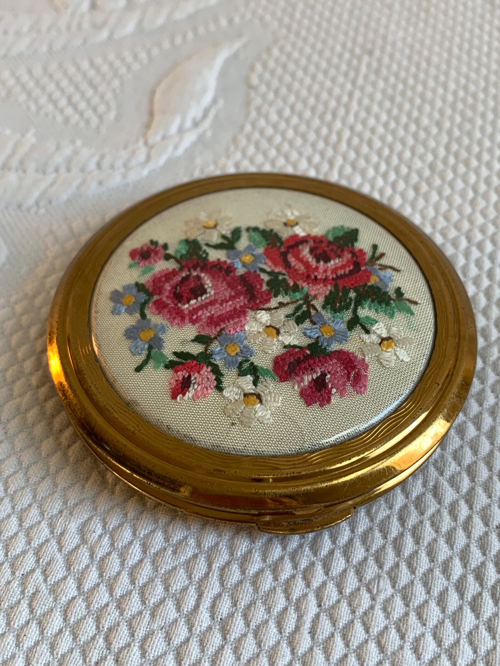 Vintage Petit Point Compact With Lovely Brass Frame. Petit Point ...