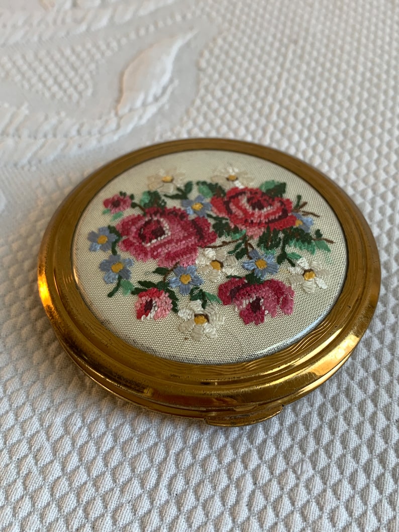 Vintage Petit Point Compact With Lovely Brass Frame. Petit Point ...