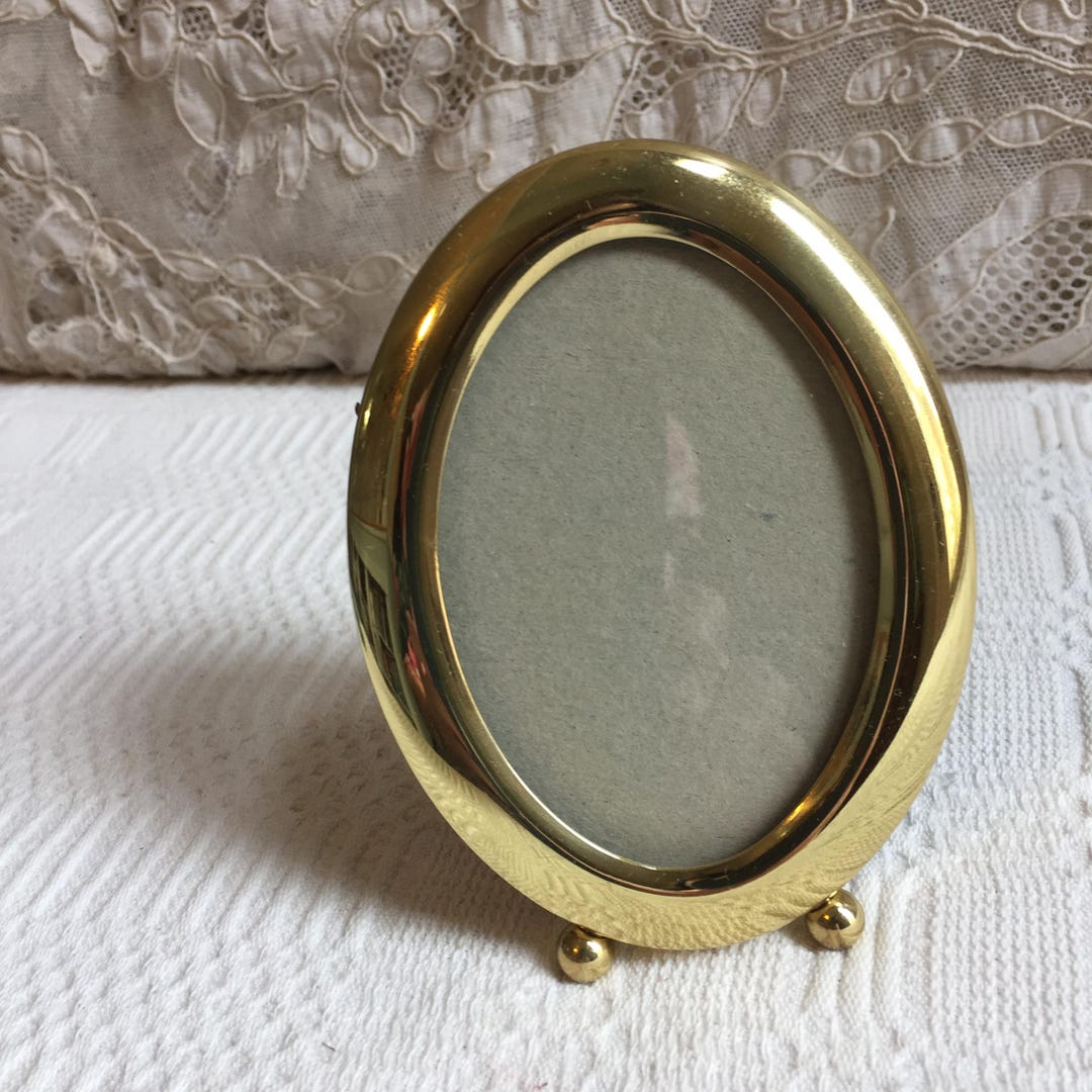 Vintage Solid Brass Oval or Heart Shaped Small Frame. Hand Polished and ...