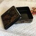 Vintage Square Shiny Black Plastic Box With Gold and Red Painted Floral ...