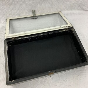 Vintage Black Painted Showcase With Hinge for Padlock, Lay Back Glass ...