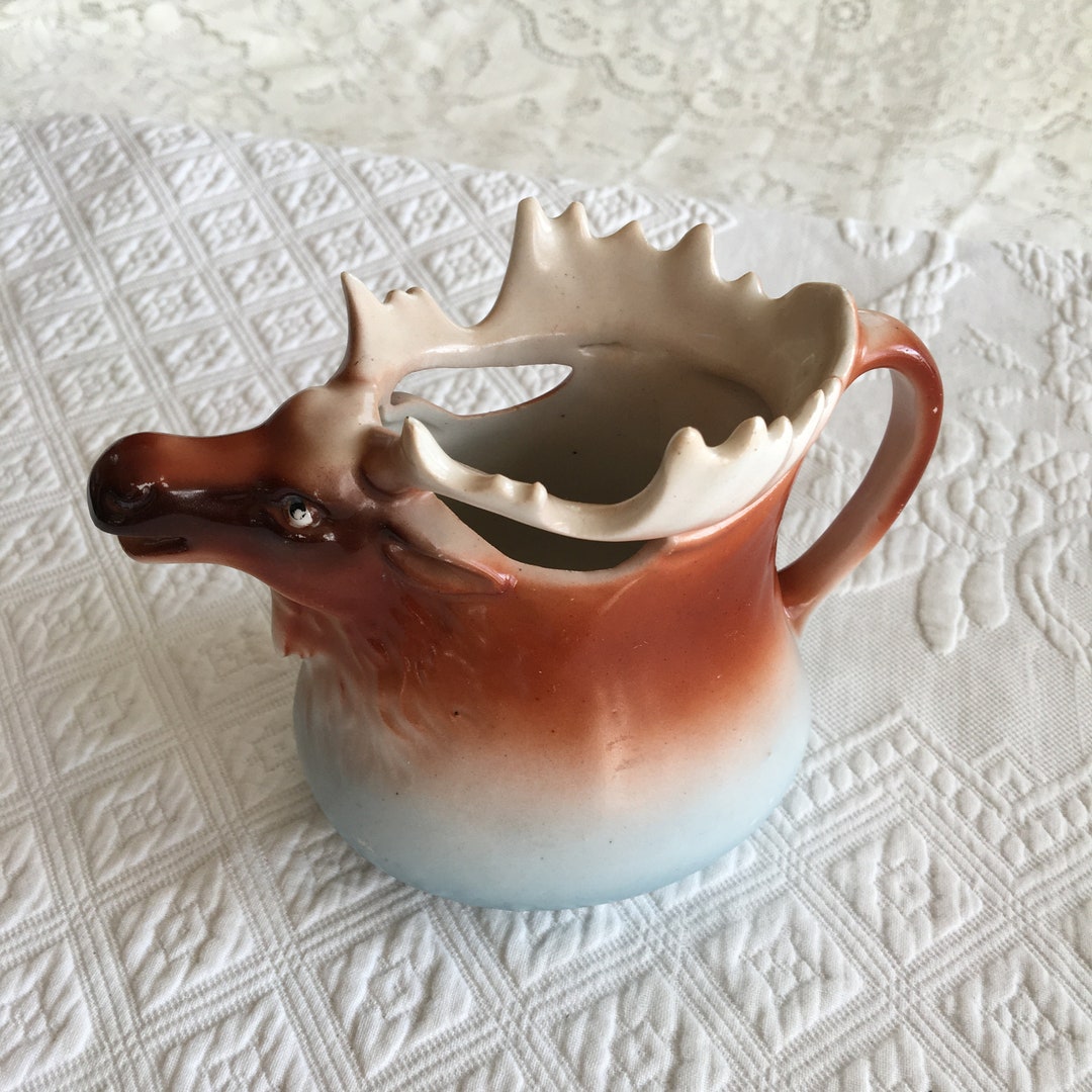 Vintage Moose Cream Pitcher From Austria. Antlers Wrapped Around the ...
