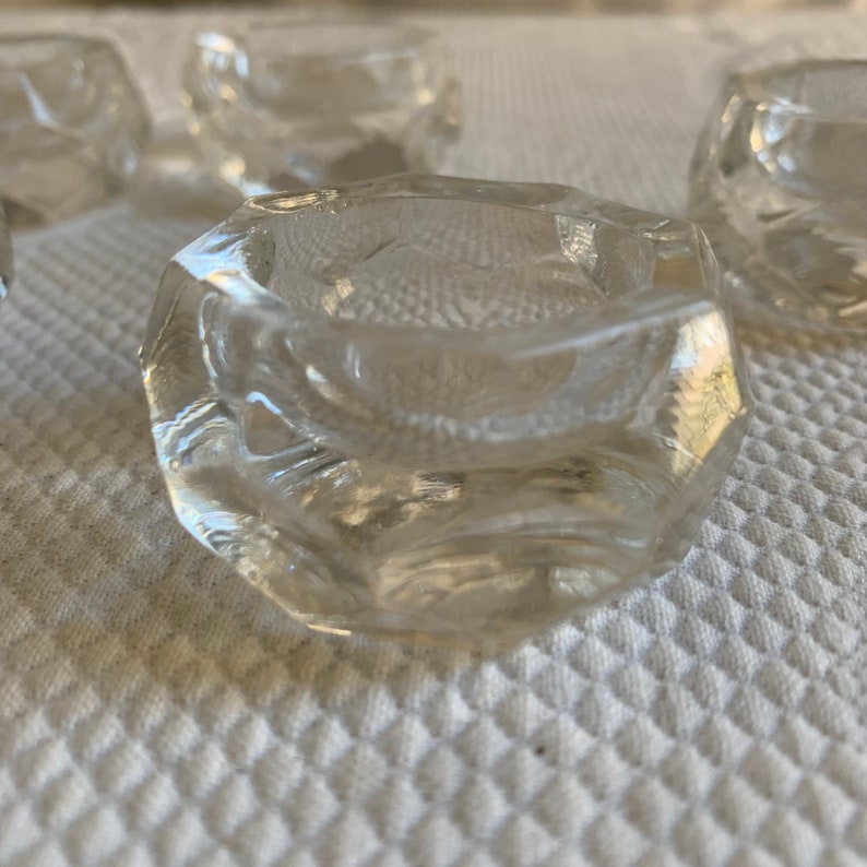 Vintage 5 Glass Octagon Salt Cellars. Faceted Side Designs. Use for ...