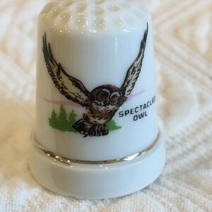 Vintage Owl Collector Thimble. Owl Motifs With Identifying Name ...