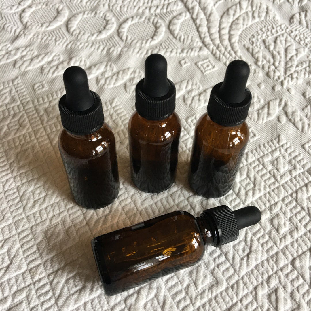 Vintage 4 Medicine Bottles With Rubber Droppers. Bottles With Glass Wand and Rubber Droppers ...