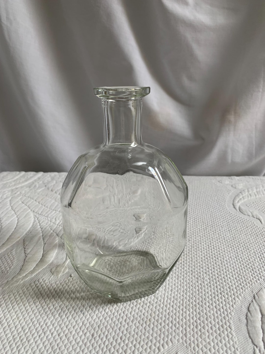 Vintage Octagon Shaped Clear Glass Liquor Bottle. Would Use a Cork or ...