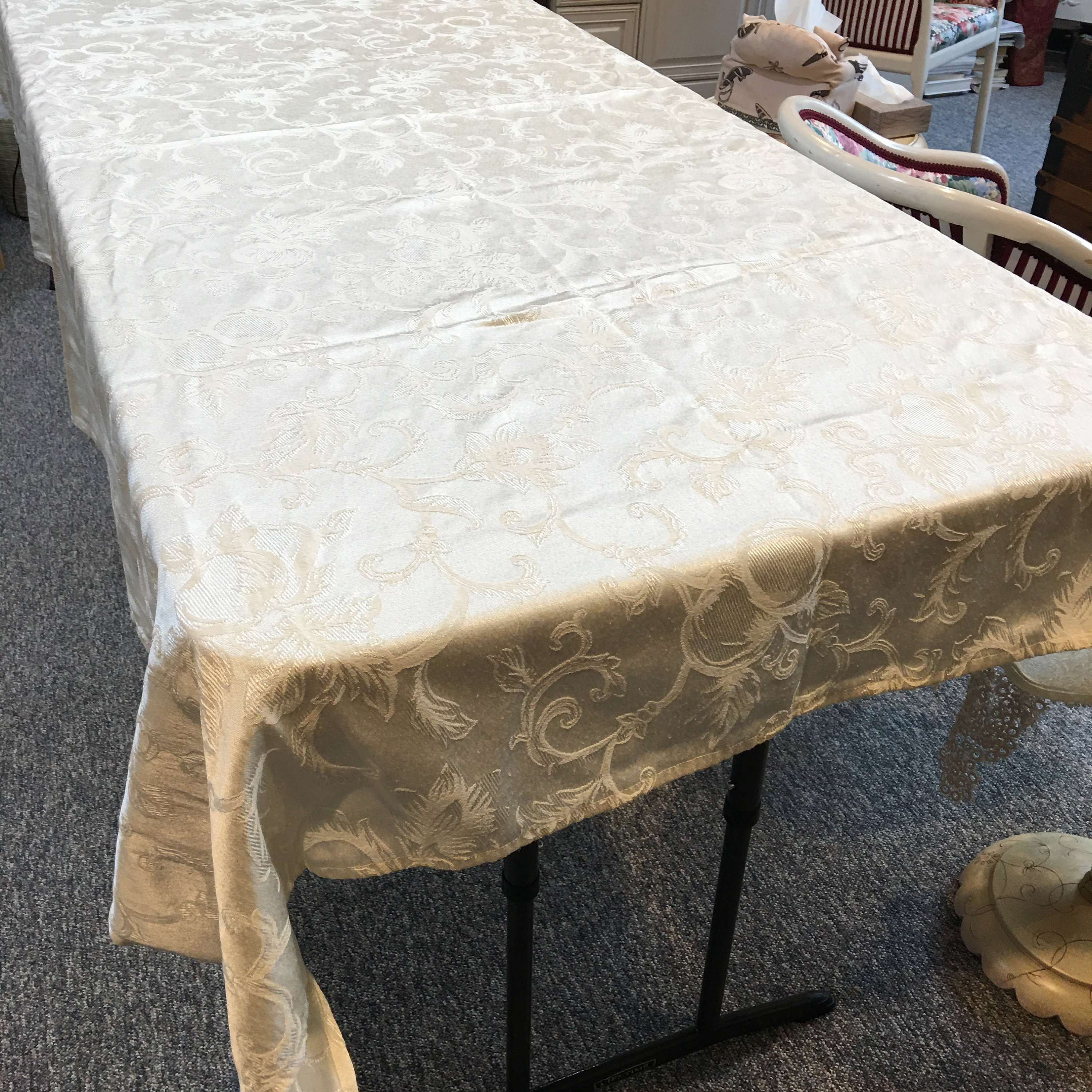 Vintage Creamy White Damask Rectangular Tablecloth 56 X - Etsy