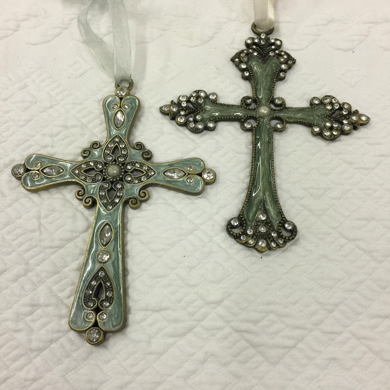 Vintage Cross Ornament Decoration. Cloisonne Enamel Cross With Pearl ...
