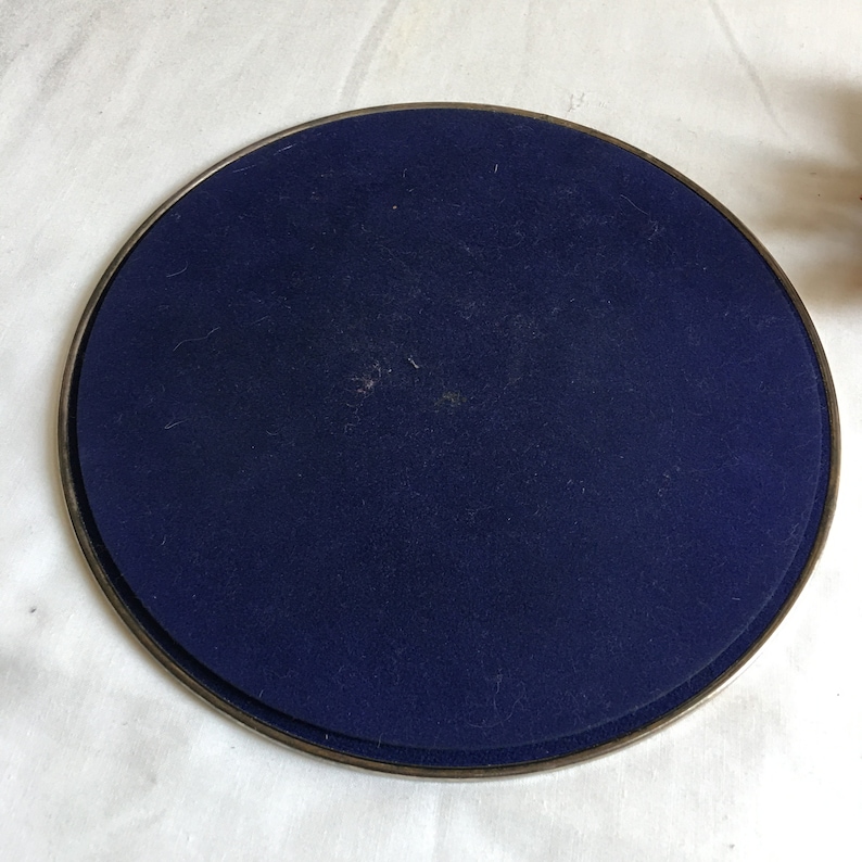 Vintage Falstaff Silver Plate Round Trivet W/ Padded Blue Flocked ...
