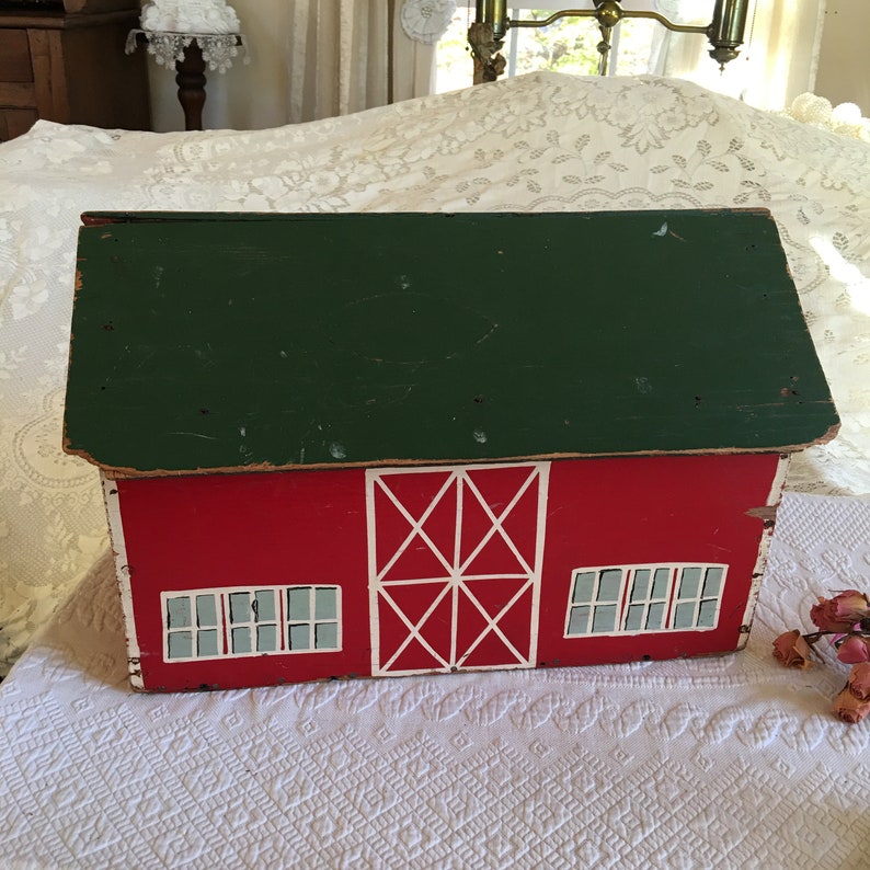 Vintage Wooden Barn for Active Play With Animals. Open Wood Barn Box ...