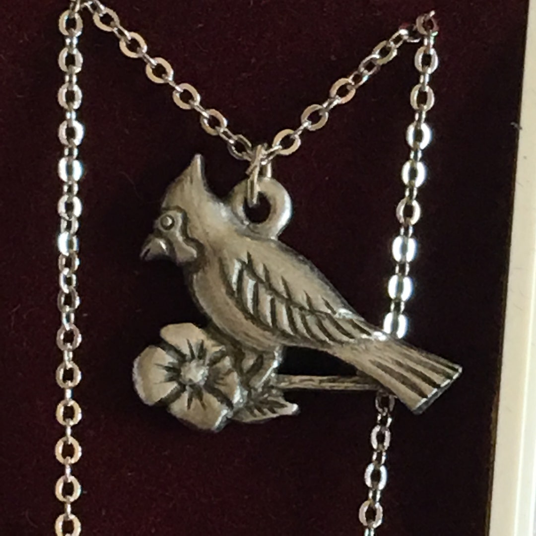 Vintage Virginia Cardinal and Dogwood Pendant and Chain Necklace ...