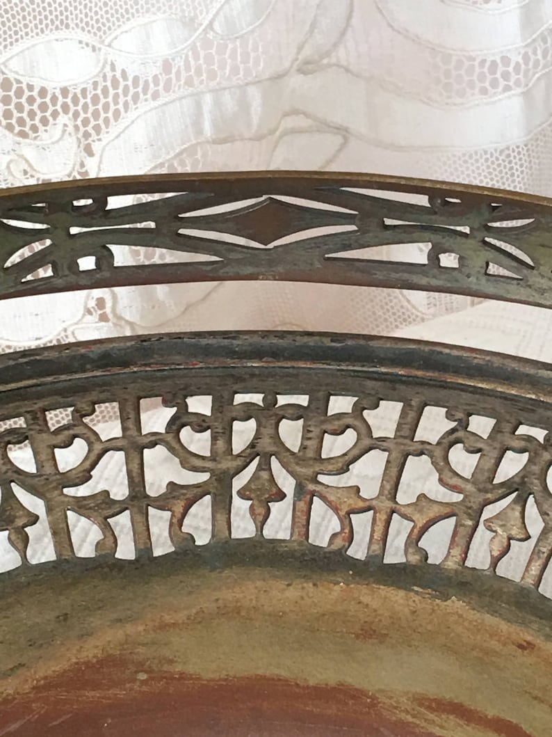 Victorian Calling Card Tray. Open Work Metal Shallow Pedestal - Etsy