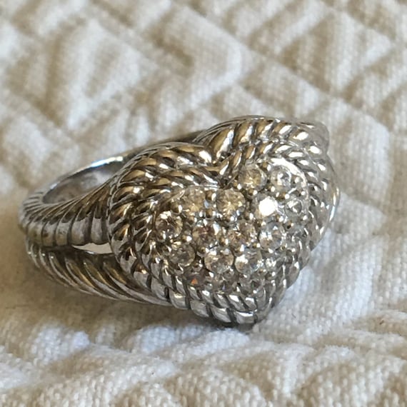 Vintage Judith Ripka 925 Sterling Heart Ring with Rop… - Gem