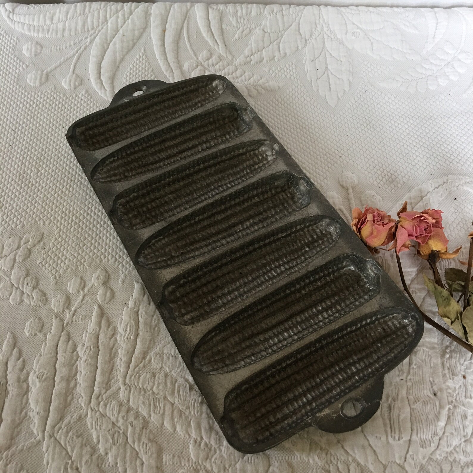 Vintage Silver Cast Iron Corn Molds Cornbread Pan. Two Holes - Etsy