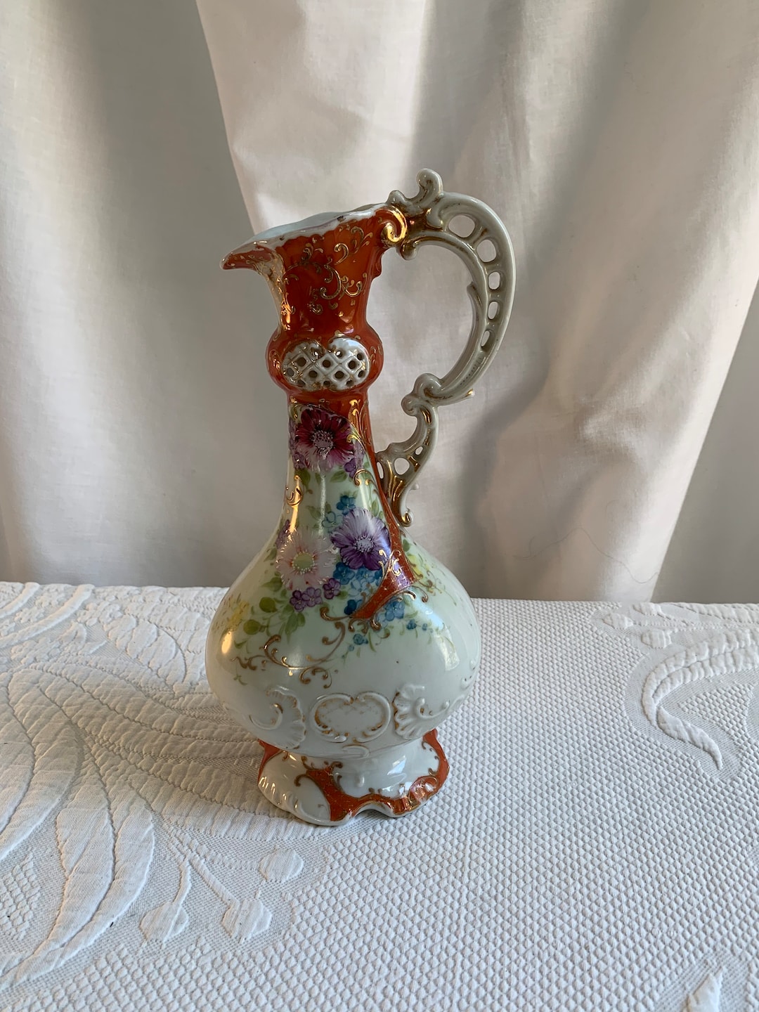Antique Pre Nippon Meiji Period NPSK Nagoya Porcelain Potteries Pitcher ...