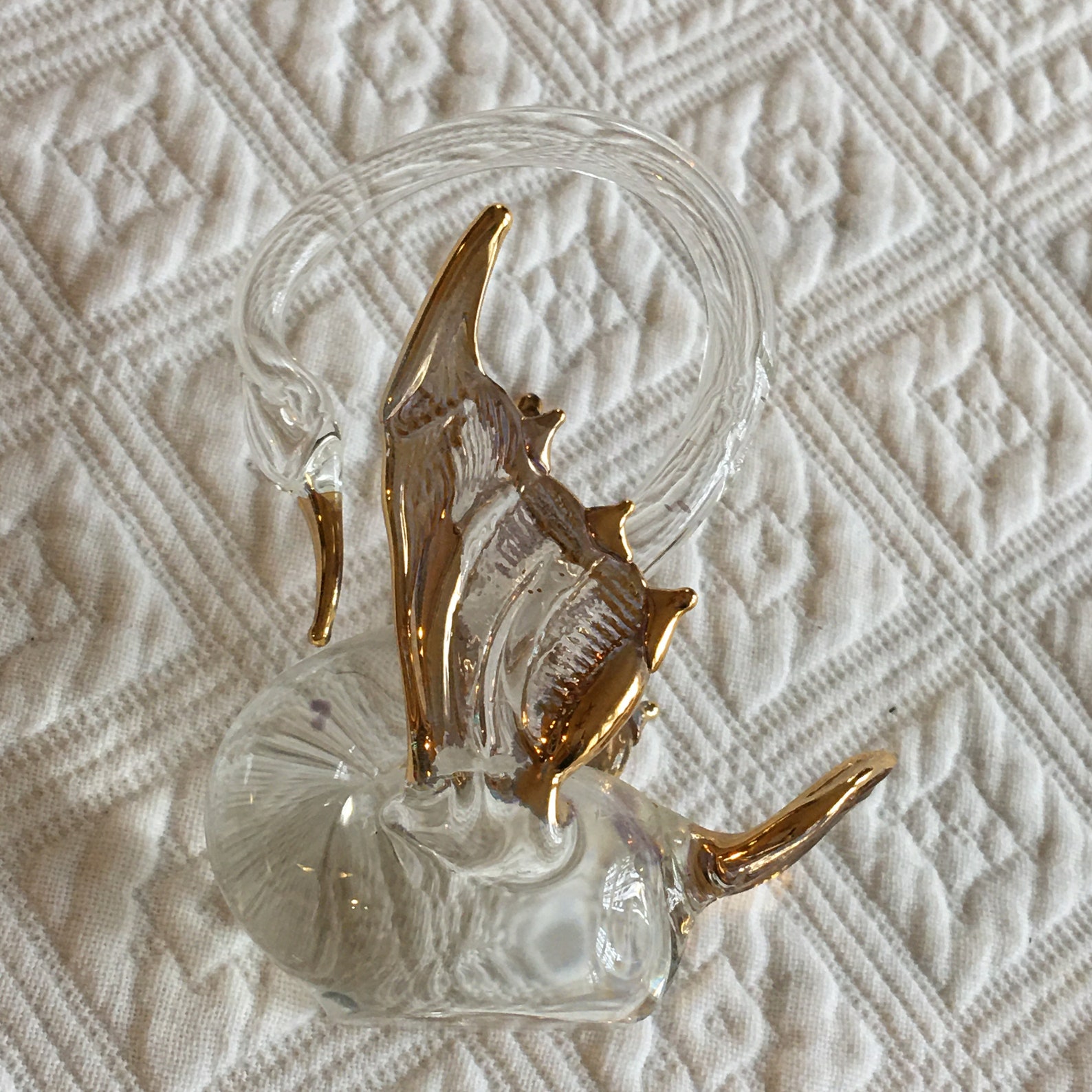 Vintage Hand Blown Glass Swan With Long Curved Neck and Gold | Etsy