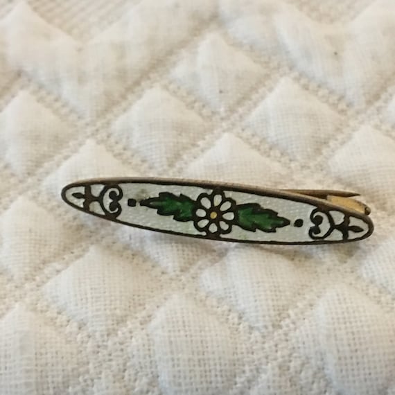 Victorian Enamel Cloisonné Pin With Leaves, Flowers a… - Gem