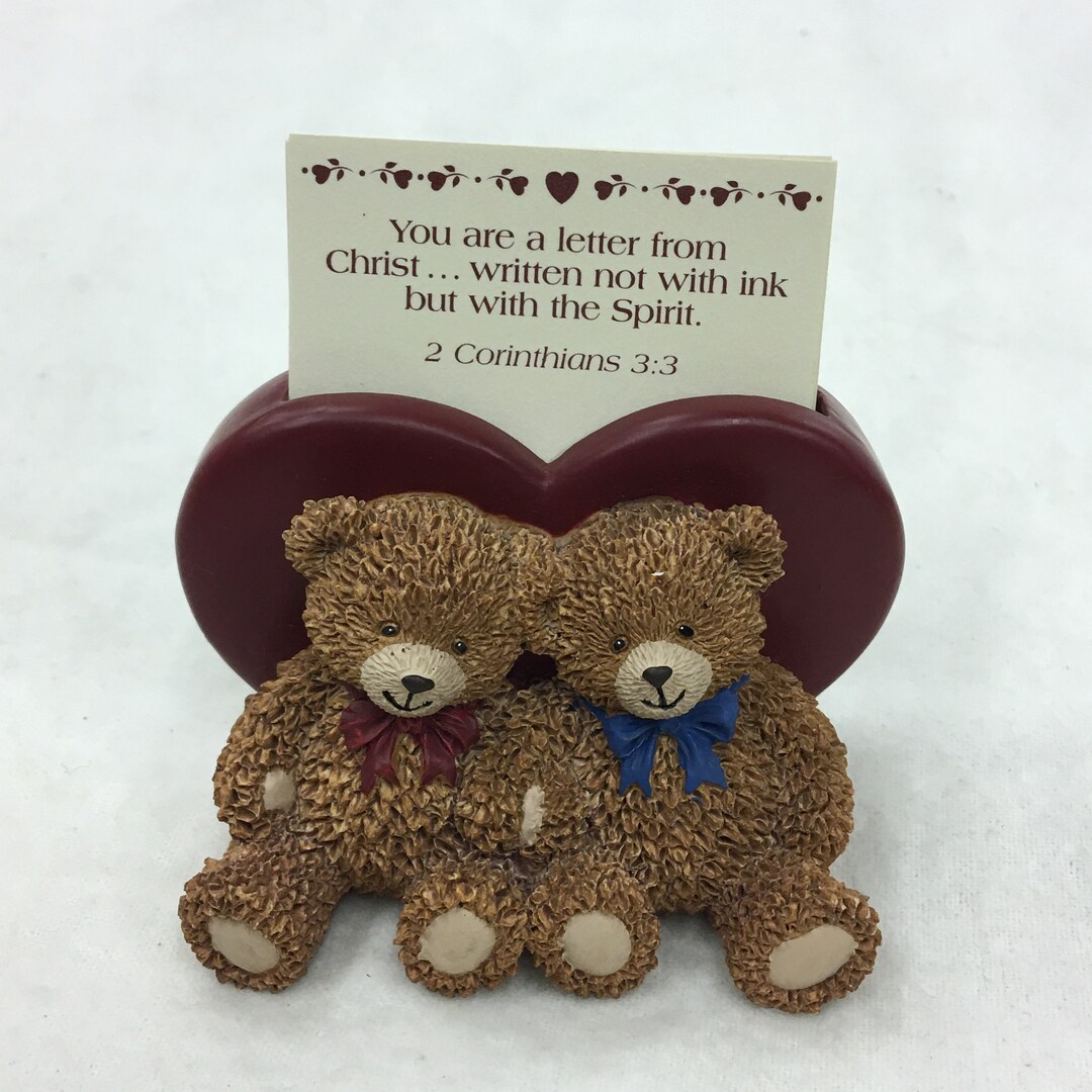Vintage 1997 Zondervan Verses Bears in Red Heart Message Holder ...