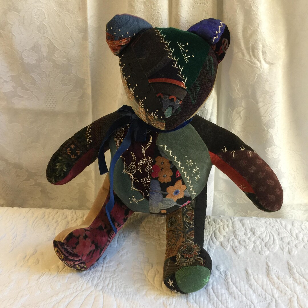 Vintage Crazy Quilt Velveteen and Corduroy Teddy Bear. Well Made and ...