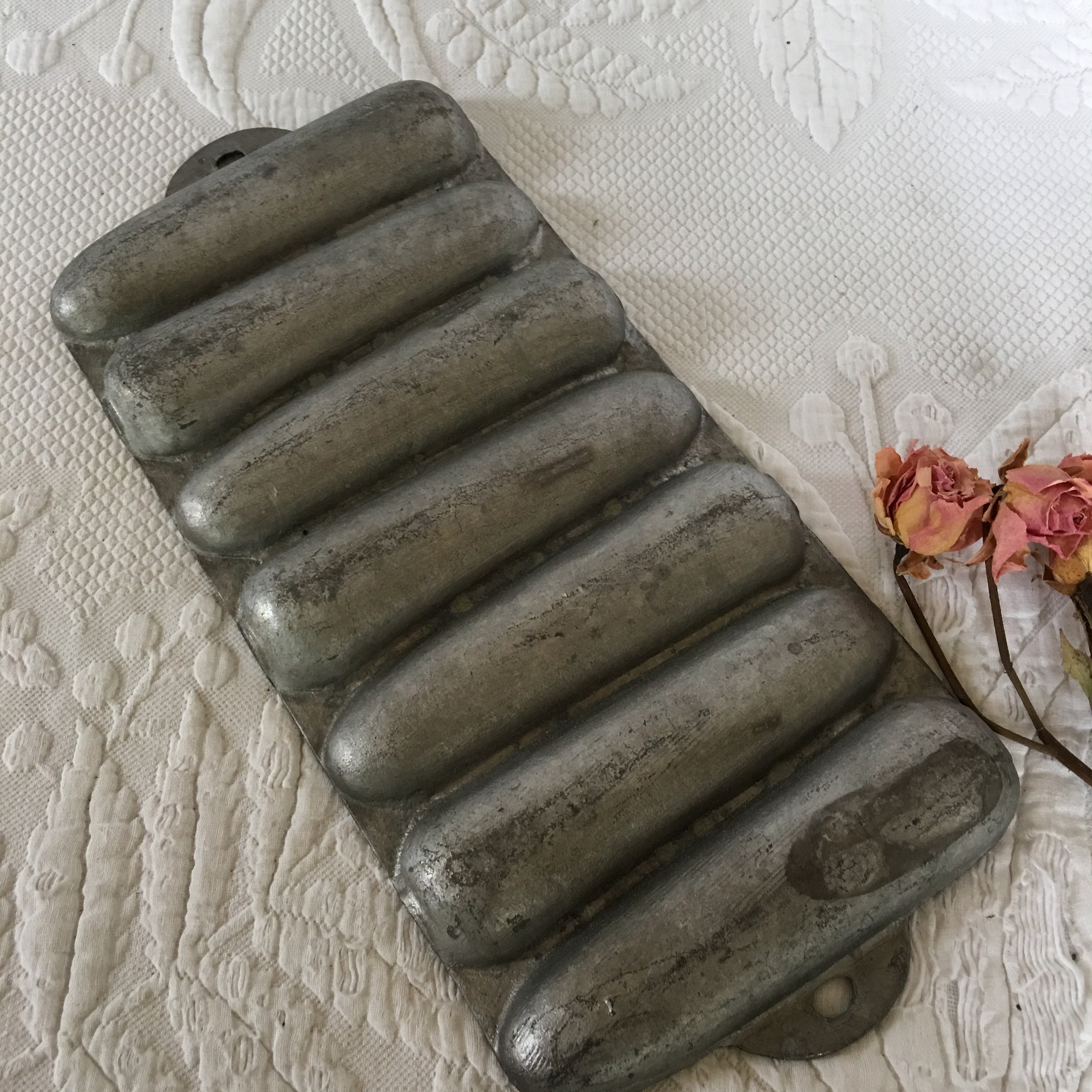 Vintage Silver Cast Iron Corn Molds Cornbread Pan. Two Holes | Etsy