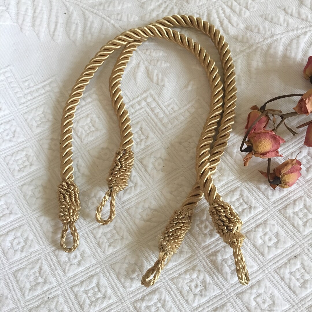 Vintage Gold Cord Tiebacks. Twisted Cord Tie Backs. Simple Twisted Cord ...