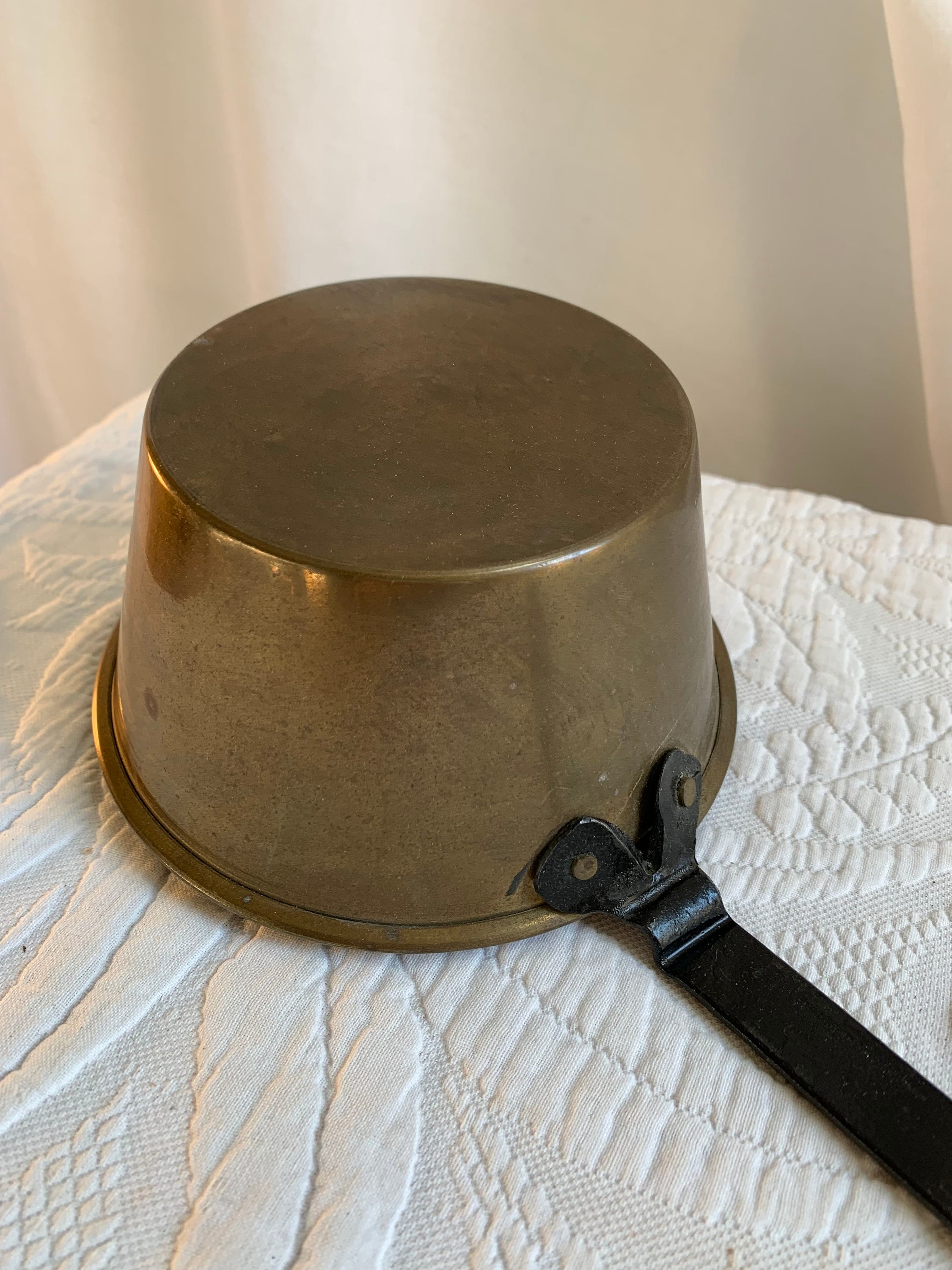 Vintage Brass and Wrought Iron Large Dipper Pot. Open Hearth Cooking ...