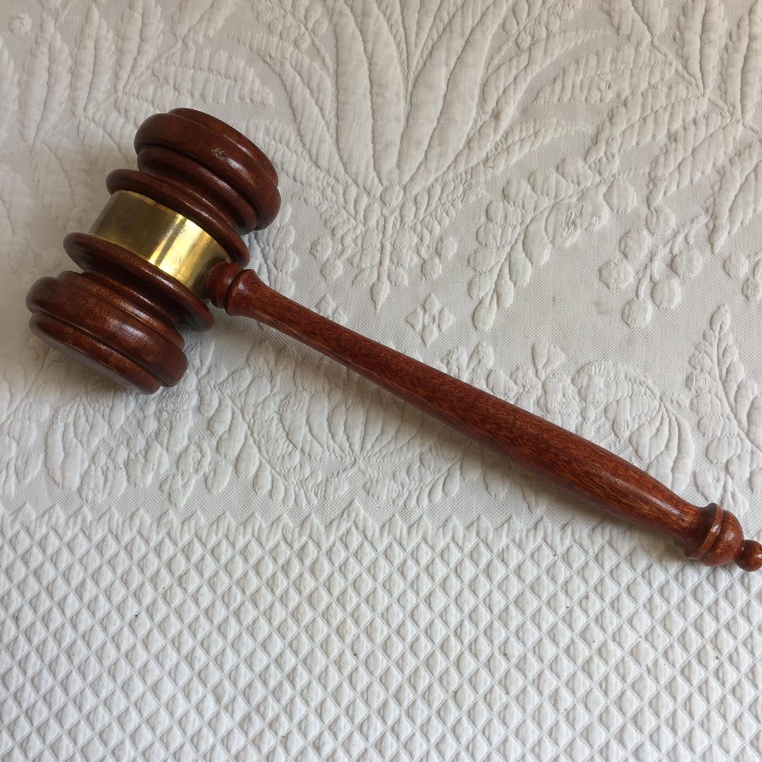 Vintage Wood Gavel. Large Wood and Brass Gavel Barely Used. Beautiful ...