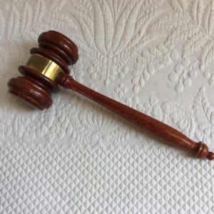 Vintage Wood Gavel. Large Wood and Brass Gavel Barely Used. Beautiful ...