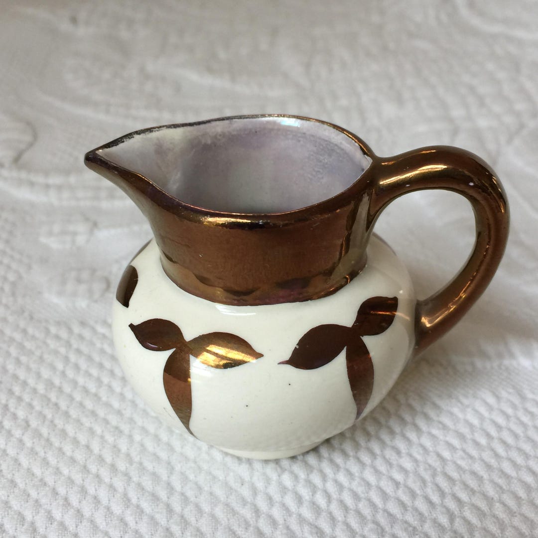Vintage Copper Lustre Lusterware Small Porcelain Pitcher With Copper ...