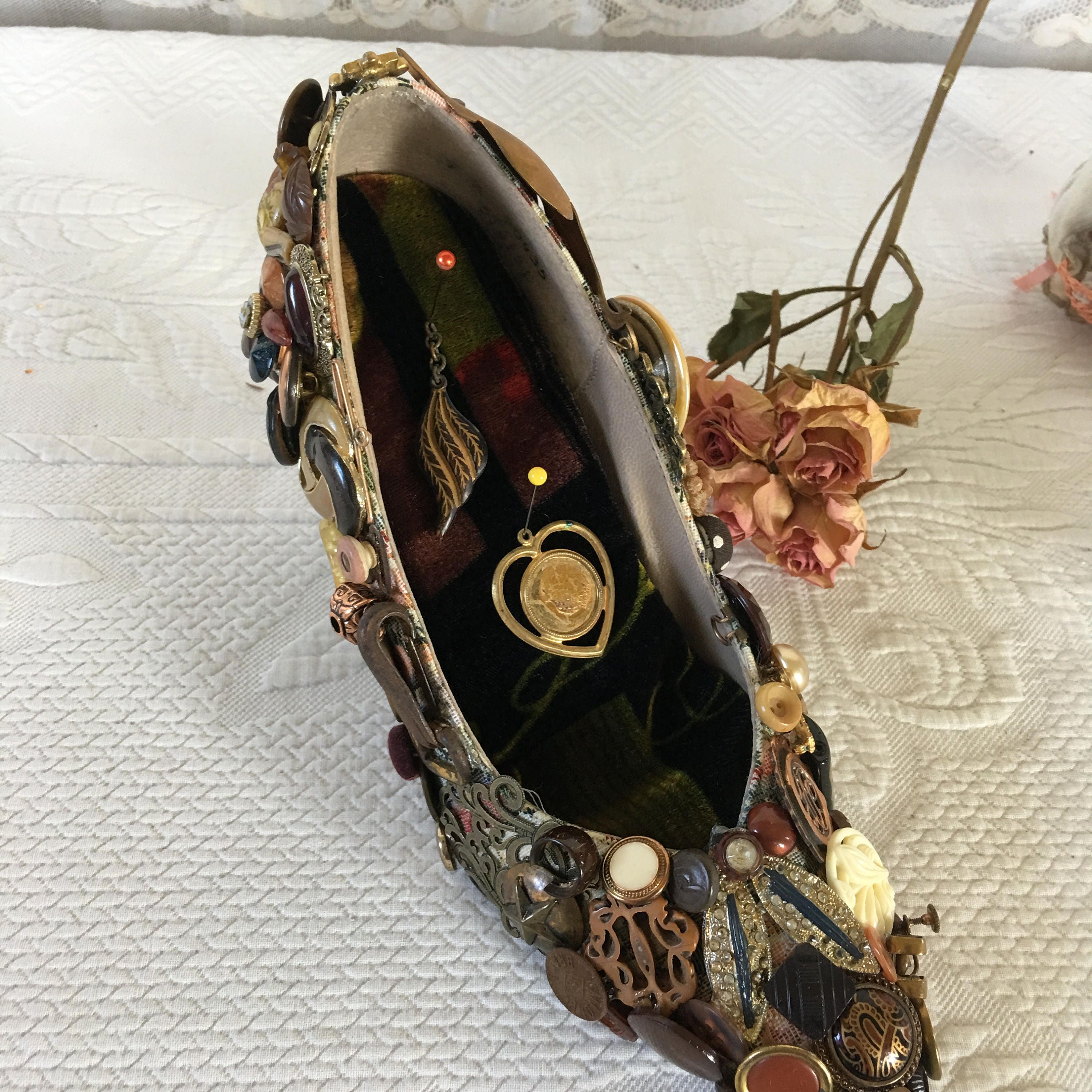 Handmade Button Jewelry High Heel Shoe. Dresser Accent to Hold ...