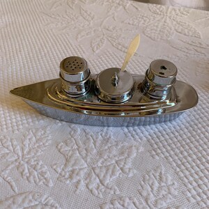 Vintage 1960s Silver Plate Condiment Server Cruise Ship Style Salt and ...
