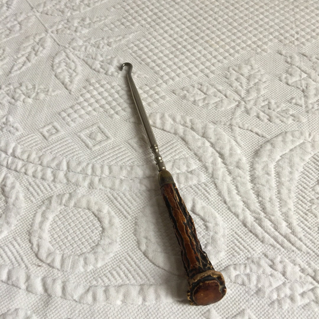 Antique Antler Boot Hook. Victorian Deer Antler Shoe or Boot Button ...