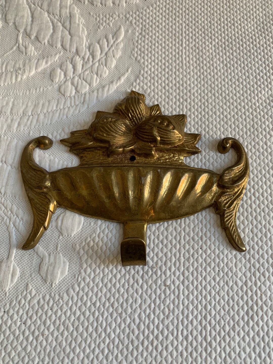 Vintage Brass Flower Vase Wall Hook. Screw Hole to Install. Fancy Wall ...