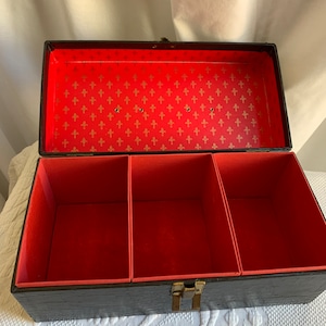 Vintage Hardboard Handled and Latched Storage Box With Three Sections ...