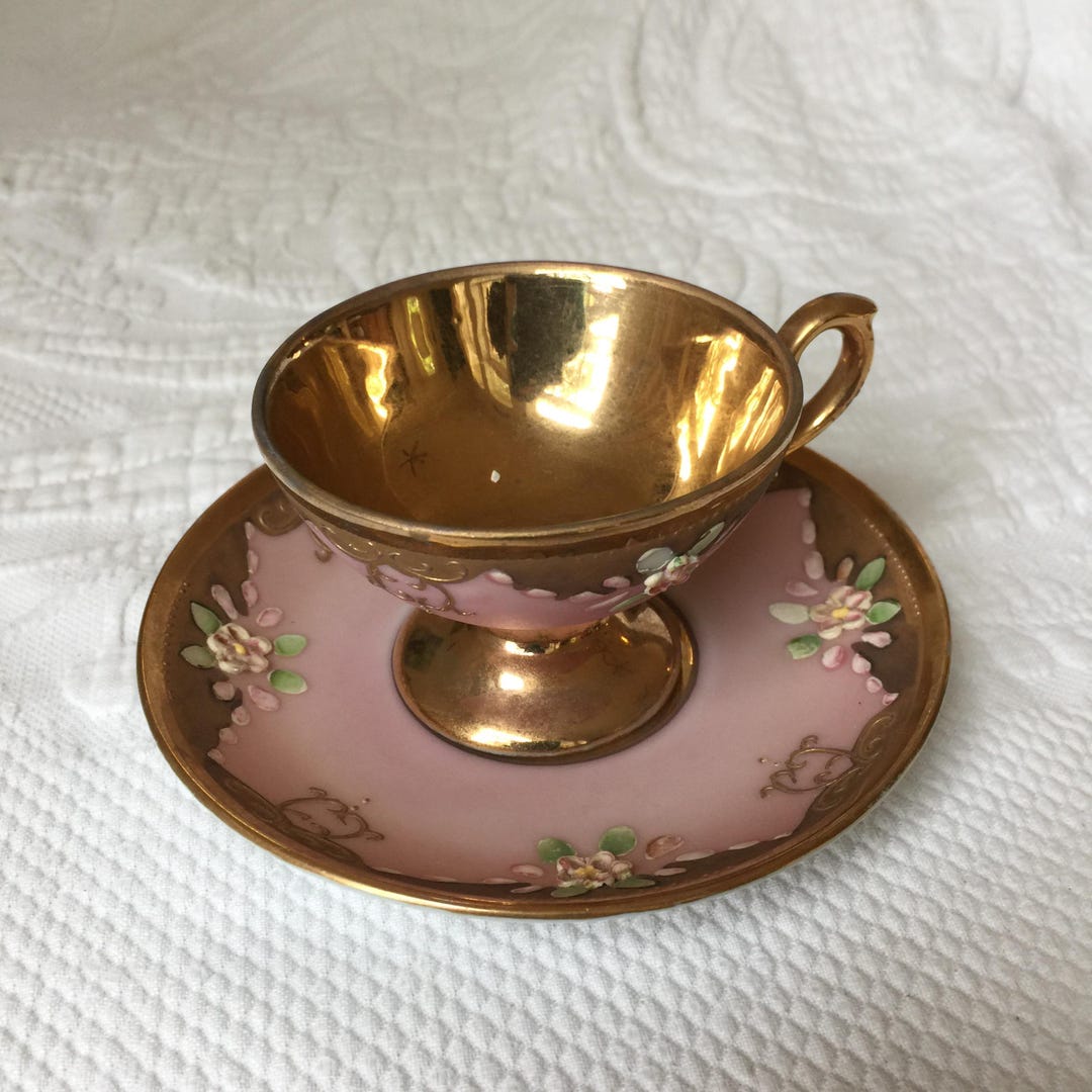 Vintage Cup and Saucer Arnart Creation From Japan. Gold Pedestal ...