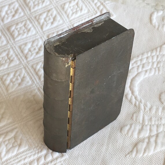 Vintage Book Shaped Metal Box. Antique Style Book Binding Look | Etsy