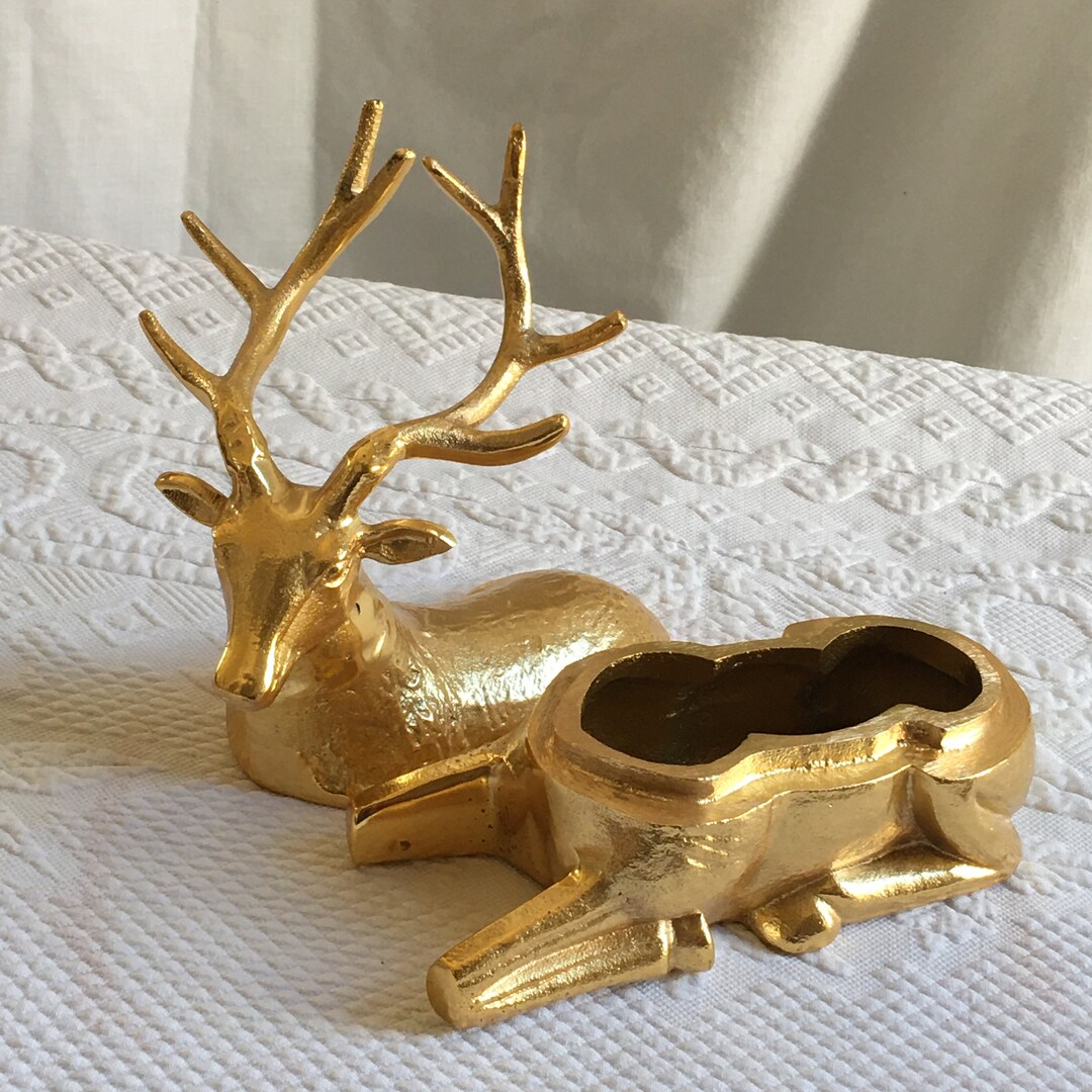 Vintage Brass Reindeer Box Made in India. Gold Brass Box for Christmas ...
