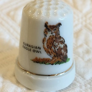 Vintage Owl Collector Thimble. Owl Motifs With Identifying Name ...