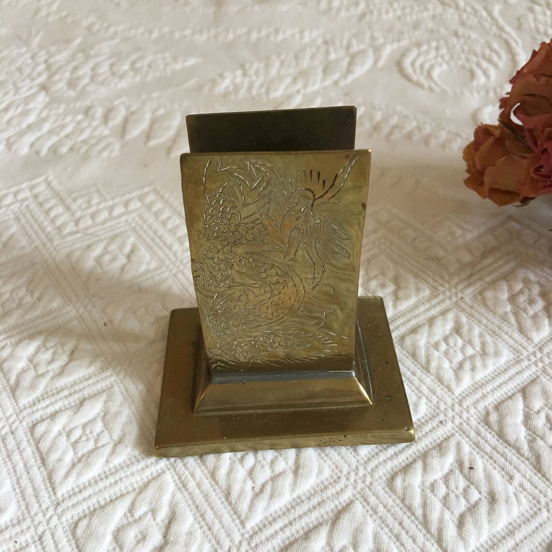 Vintage Etched Brass Match Box Holder. Oriental Style Etched | Etsy