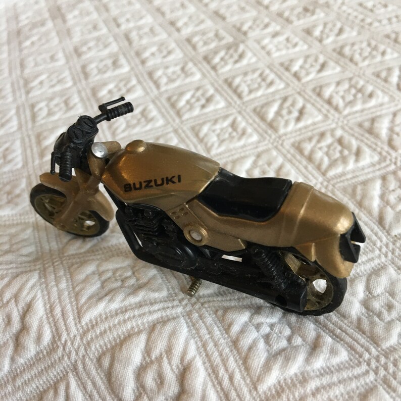 Vintage Suzuki Black and Gold Plastic Motorcycle Toy Model - Etsy