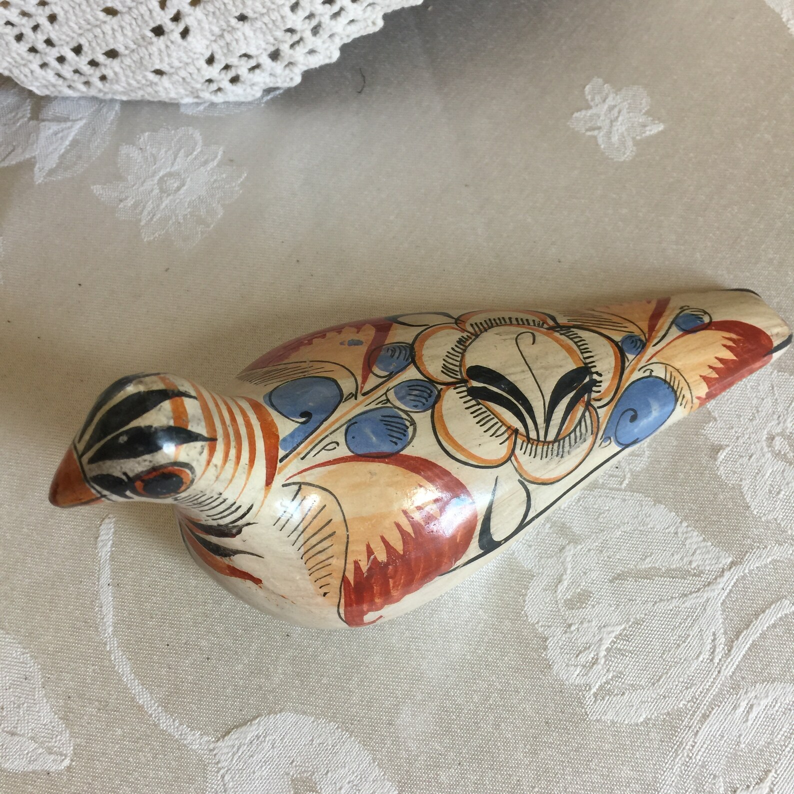 Vintage Ceramic Painted Bird in Folk Art Style. Hand Painted and Made ...