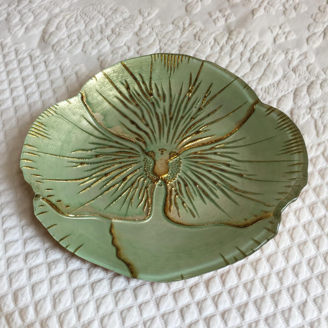 Turquoise Pansie Flower Serving Dish. Use for Nuts, Candy, Small ...