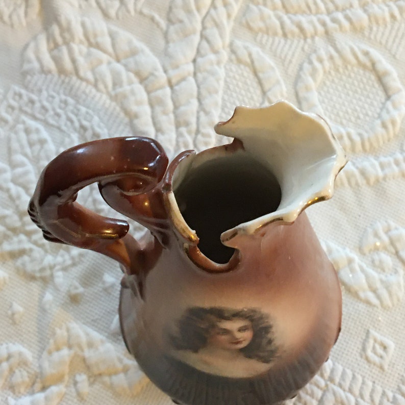 Vintage Porcelain Pitcher Vase With Lady Picture From Australia. Fancy ...